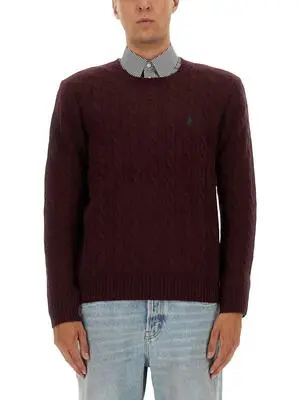 Polo Ralph Lauren Wool And Cashmere Cable Knit Sweater Bordeaux
