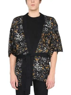 Saint Laurent Jacquard Knit Kimono - Animalier