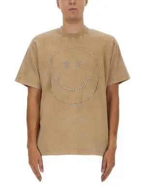 Moschino Smiley" Heavy Cotton T-shirt - Brown