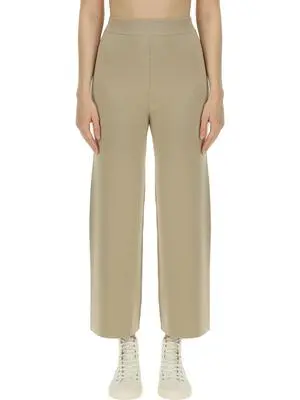 Kenzo Cropped Wool Pants With Logo - Beige