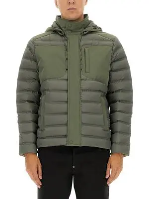 COLMAR Down Jacket With Detachable Hood - Green
