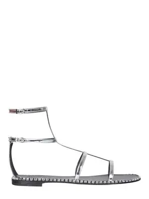 GIUSEPPE ZANOTTI Flat Gladiator Sandals - Silver