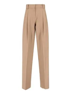 Sportmax Virgin Wool Straight Leg Pants Brown