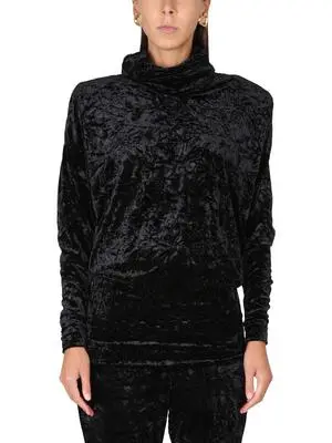 Saint Laurent Velvet Turtleneck Top - Black