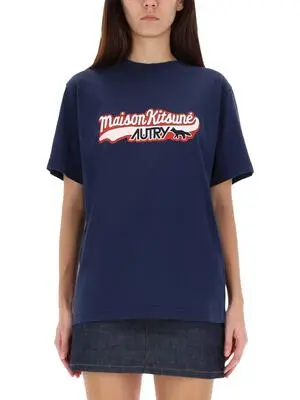 AUTRY X MAISON KITSUNE Logo T-shirt - Blue