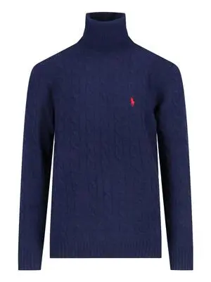 COURREGES Logo Turtleneck Sweater - Blue