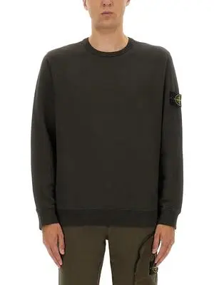 Stone Island Organic Cotton Crewneck Sweatshirt Grey