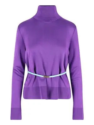 Gucci Turtleneck Zip-up Sweater - Purple