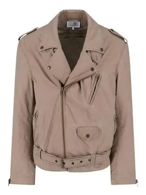MAISON MARGIELA Cotton Biker Jacket Beige