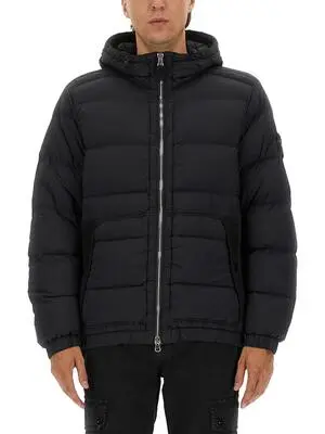 Stone Island Padded Down Jacket With Hood - Black