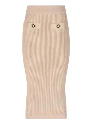 Balmain Knit Midi Skirt - Beige