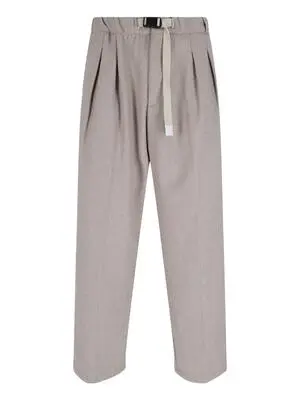 EUDON CHOI Wool Blend Straight Leg Trousers Beige