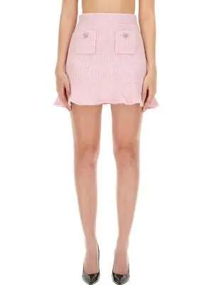 SELF-PORTRAIT Knitted Mini Skirt - Pink