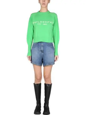 Philosophy Di Lorenzo Serafini Sweater With Logo Inlay - Green