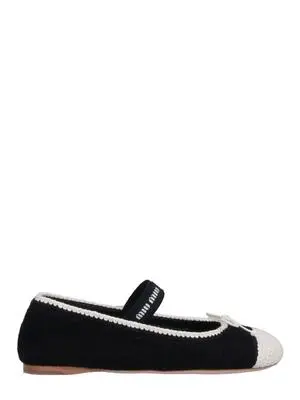 Miu Miu Crochet Knit Ballet Flats - Black