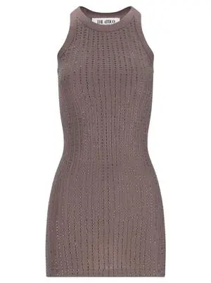 Attico Crystal Appliqué Mini Dress - Brown