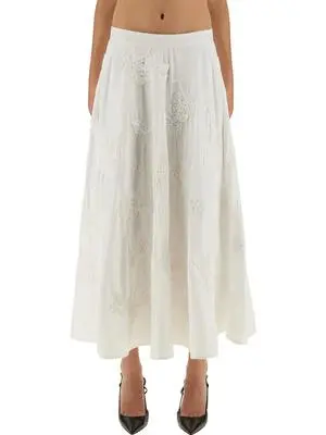 Remain Birger Christensen Floral Midi Skirt - White