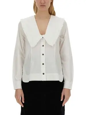 GANNI Peter Pan Collar Shirt - White