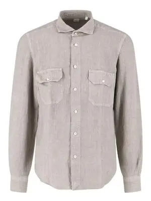 FINAMORE 1925 Salina' Linen Sports Shirt - Beige