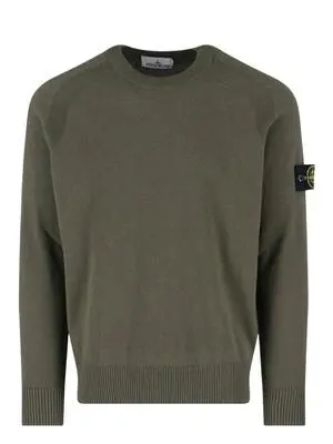 Stone Island Virgin Wool Logo Sweater - Green