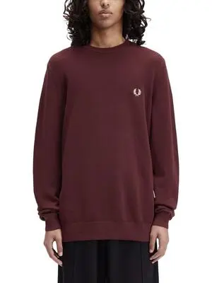 Fred Perry Pique Sweater With Logo - Bordeaux