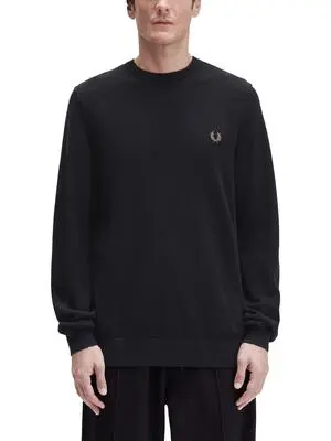 Fred Perry Pique Sweater With Logo - Black