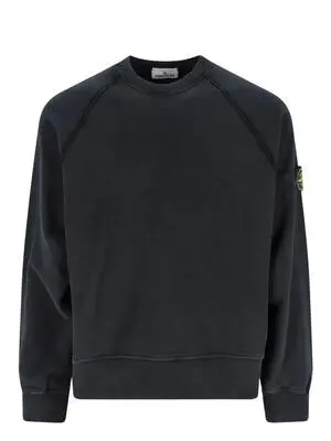 Stone Island Logo Crew Neck Sweater - Black