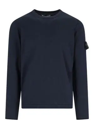 Stone Island Logo Crew Neck Sweater - Blue