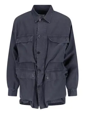 Sacai Virgin Wool Shirt Jacket Black