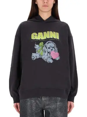 GANNI Printed Sweatshirt - Charcoal