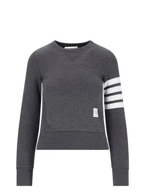 Thom Browne 4-Bar Crew Neck Sweatshirt Gray