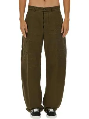 Dsquared2 Ripped Big Chino Pants - Military Green