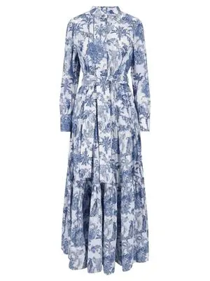 MC2 SAINT BARTH Maxi Shirt Dress With Tropical Print - Multi