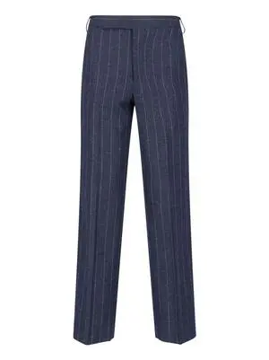 LARDINI Virgin Wool And Cashmere Pinstripe Pants - Blue