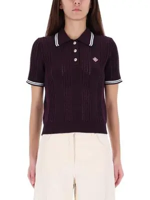 Casablanca Cotton Knit Polo Shirt - Purple