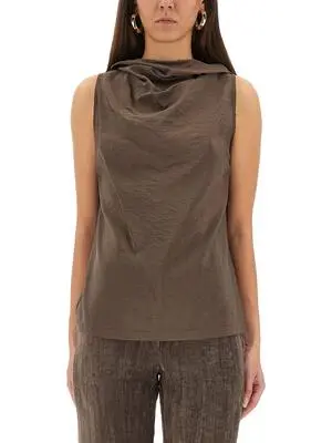 ALYSI Silk Canvas Top - Brown