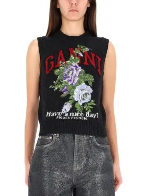 GANNI Rose Vest - Charcoal