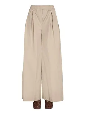 Aspesi Wide Leg Poplin Trousers - Beige