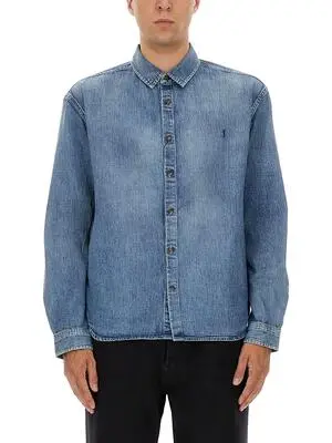 Saint Laurent Denim "cassandre" Shirt - Blue