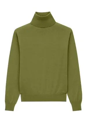 Saint Laurent Cashmere, Wool And Silk Turtleneck - Green