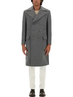 Brunello Cucinelli Double-breasted Wool Overcoat - Grey