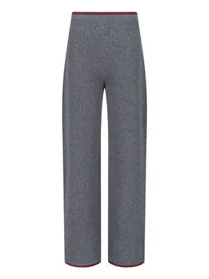 Gucci Ribbed Straight Leg Sports Pants - Gray