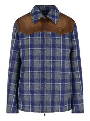 Miu Miu Checked Jacket - Gray