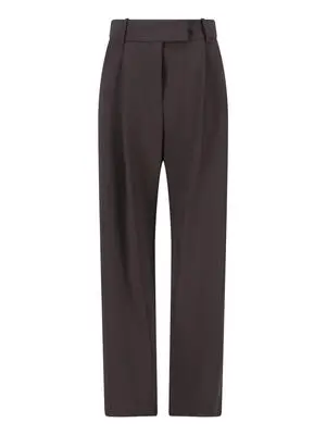 Giorgio Armani Tailored Virgin Wool Trousers Brown