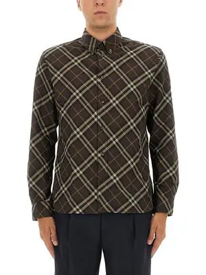 Burberry Cotton Flannel Check Shirt - Brown