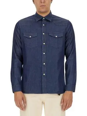 LARDINI Regular Fit Shirt - Denim