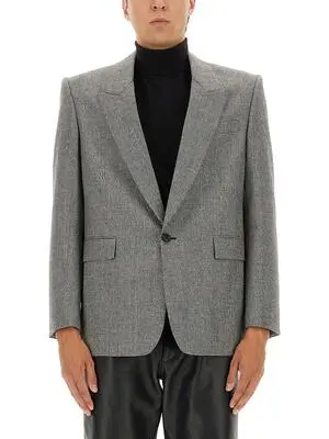 Saint Laurent Single-breasted Wool Flannel Jacket - Grey