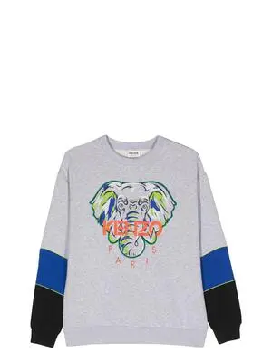 Kenzo Crewneck Sweatshirt With Elephant Graphic - Grey