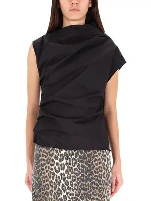 GANNI Ruched Top - Black