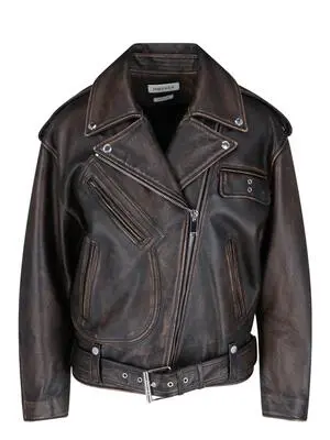 Alexander McQueen Leather Zip Jacket - Brown